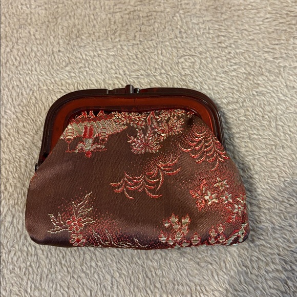 Vintage | Bags | Vintage Brocade Coin Purse Kiss Lock Fabric Pouch ...